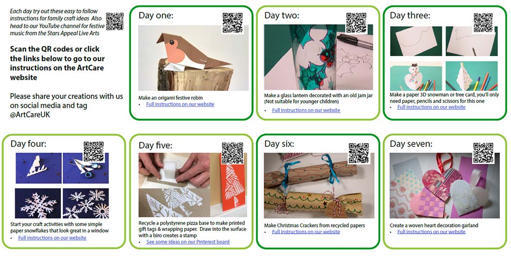 Festive activities calendar | ArtCare